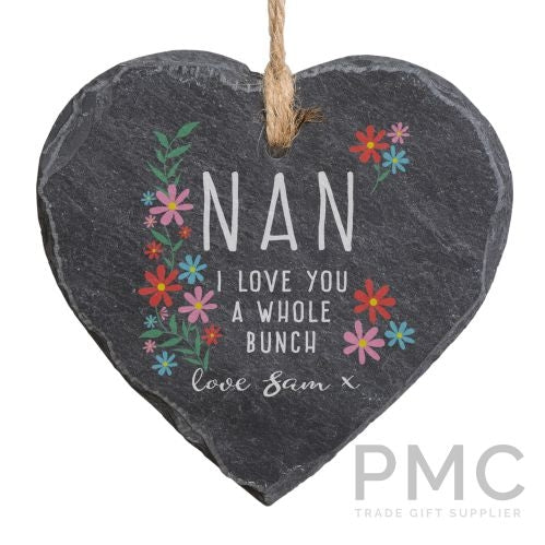 Personalised I Love You A Whole Bunch Hanging Slate Heart – LOROS Online